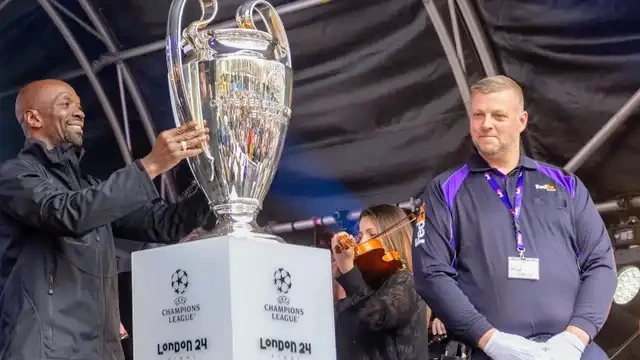 Excitement As UEFA Champions League Trophy Arrives London Ahead Of ...